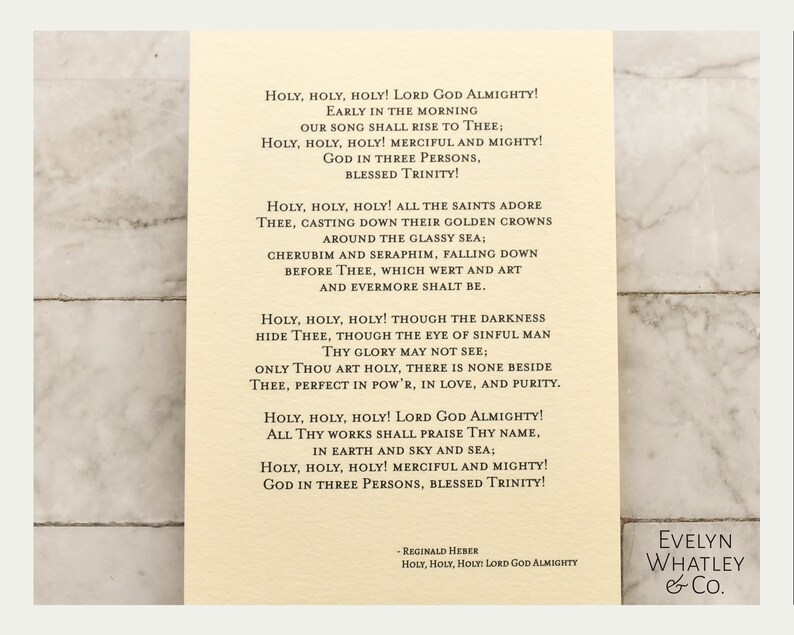 Hymn 'holy Holy Holy Lord God Almighty' 5 - Etsy Hymn 'holy Holy Holy Lord God Almighty' 5 - Etsy