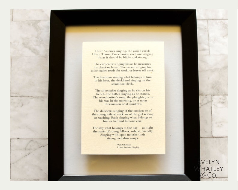 Print - Walt Whitman 'I Hear America Singing' - Etsy