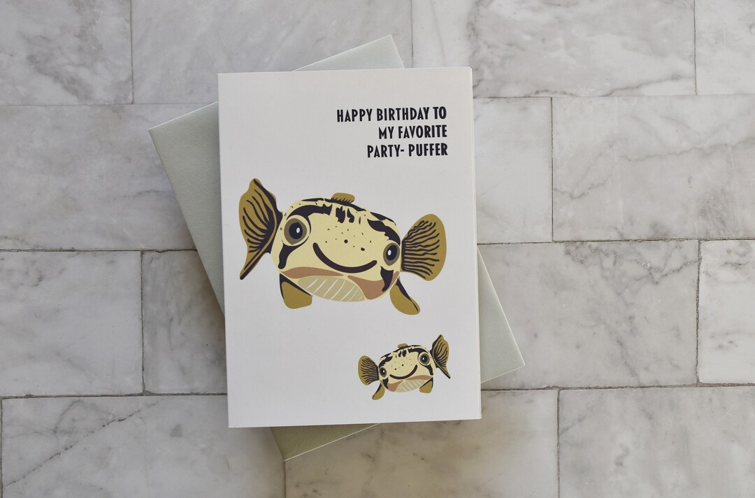 Pufferfish Birthday Card Party Puffer - Etsy