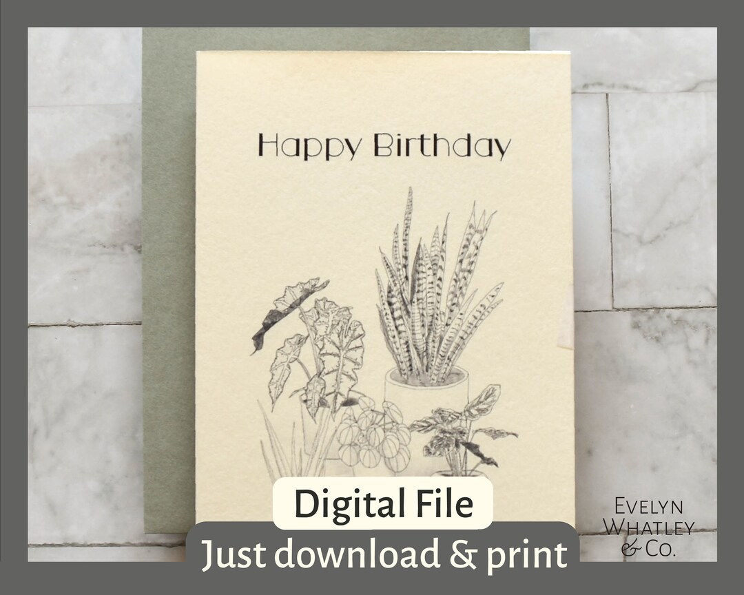 Digital Card Houseplants Birthday Card Hope Your Birthday is ...