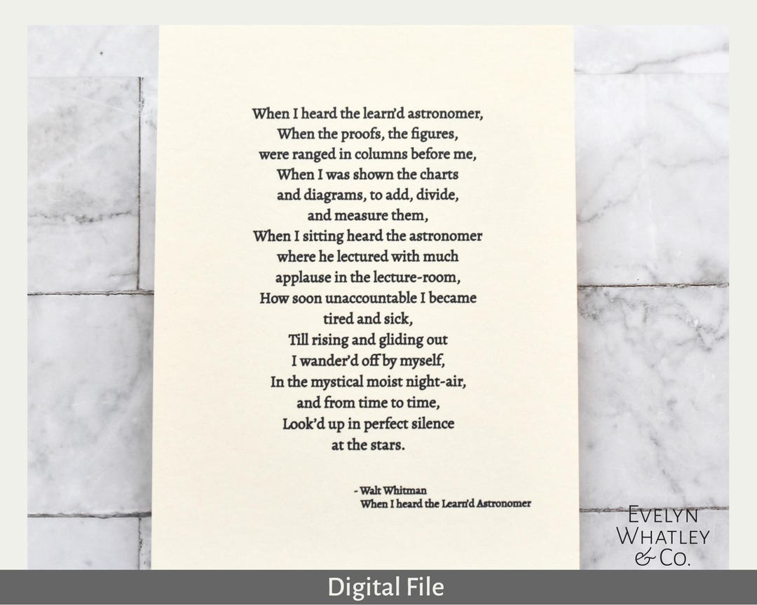 Walt Whitman Poem Print: Learn'd Astronomer (digital Download) - Etsy