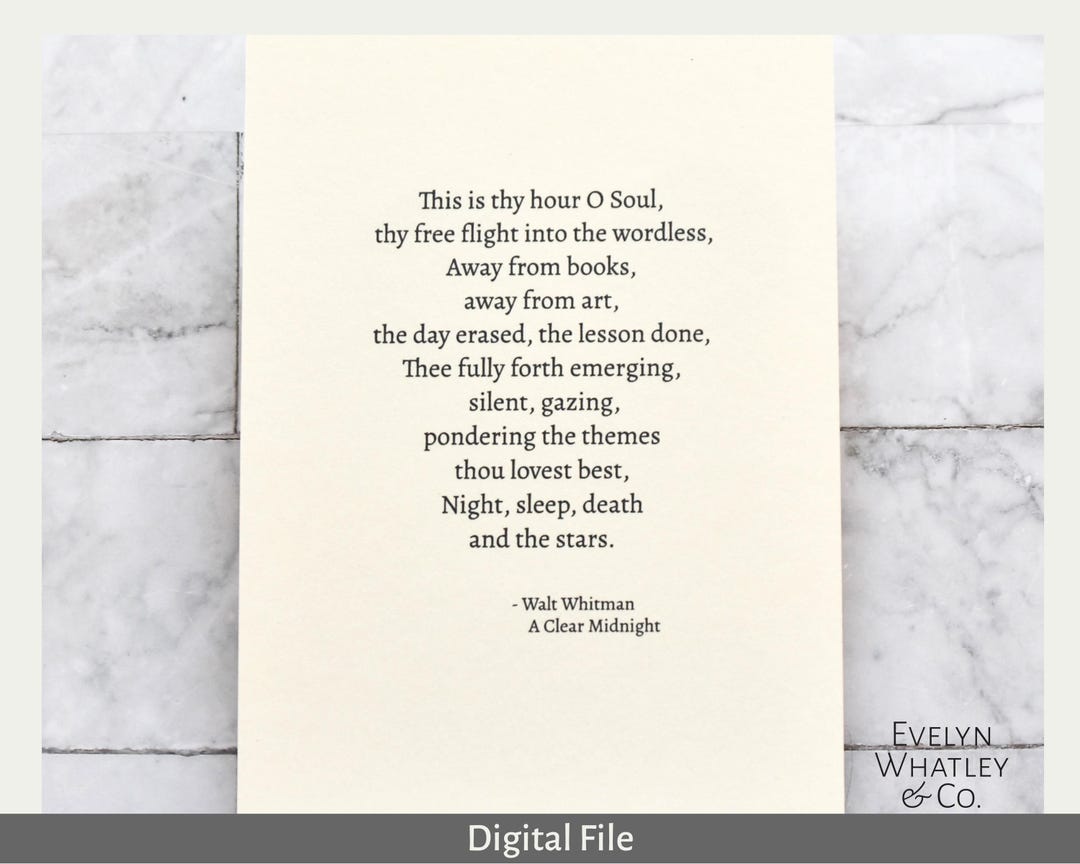 Walt Whitman Poem Print: 'A Clear Midnight' (digital Download) - Etsy
