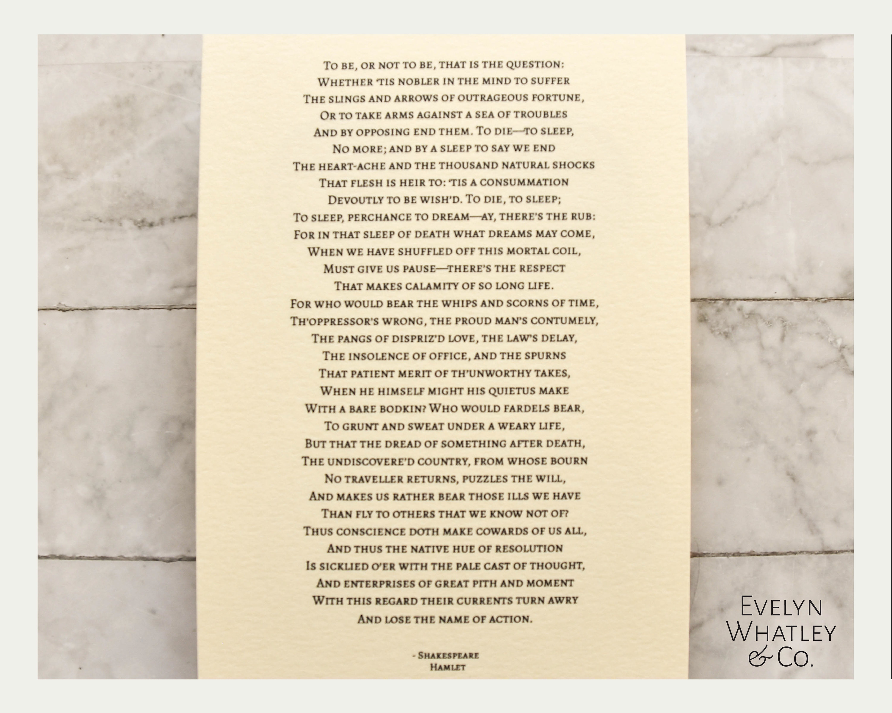 Shakespeare Print to Be or Not to Be Hamlet Soliloquy - Etsy