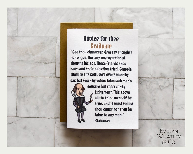 Shakespeare Graduation Card Fun- Advice for Thee Graduate - Etsy