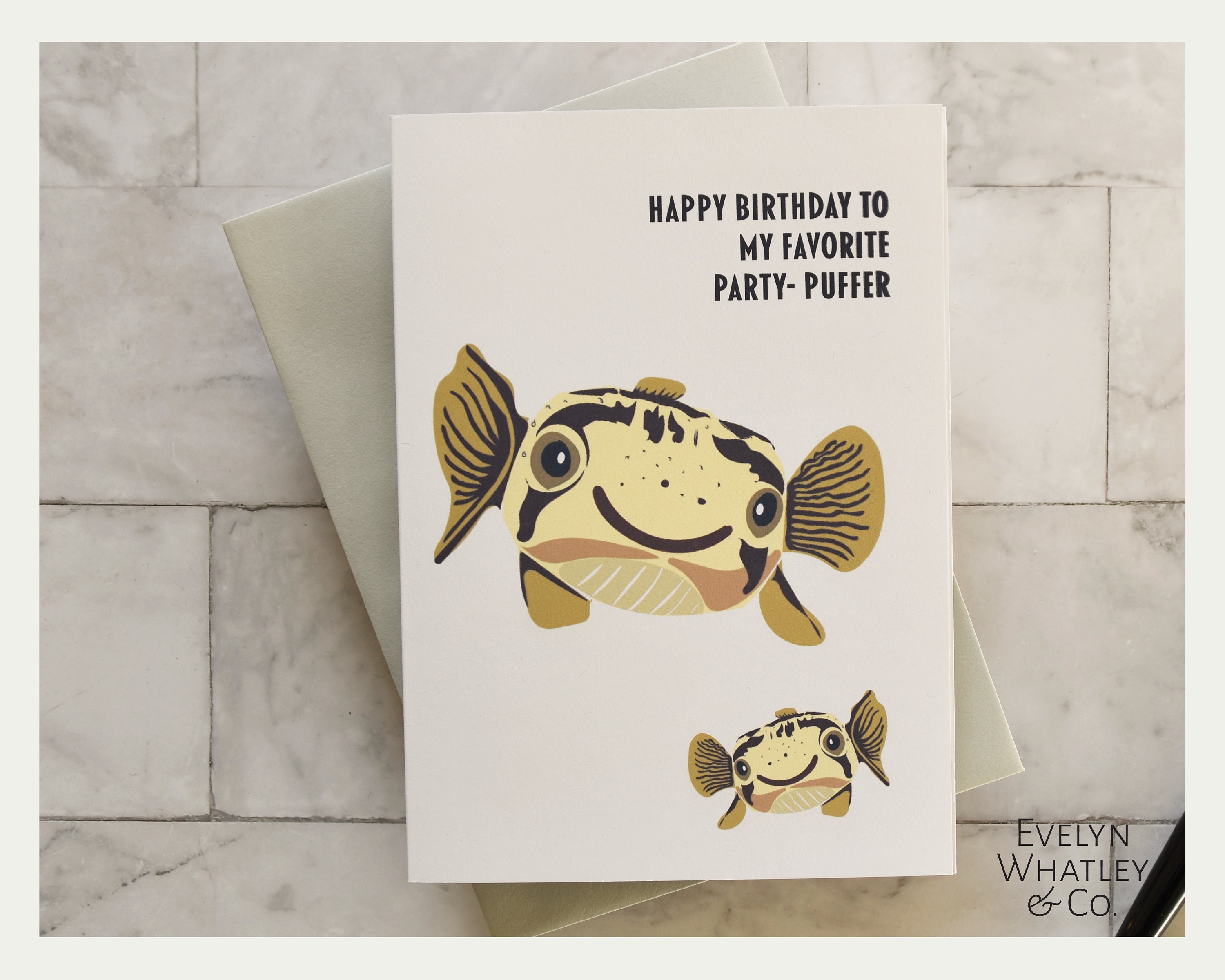 Pufferfish Birthday Card - Party Puffer - Etsy