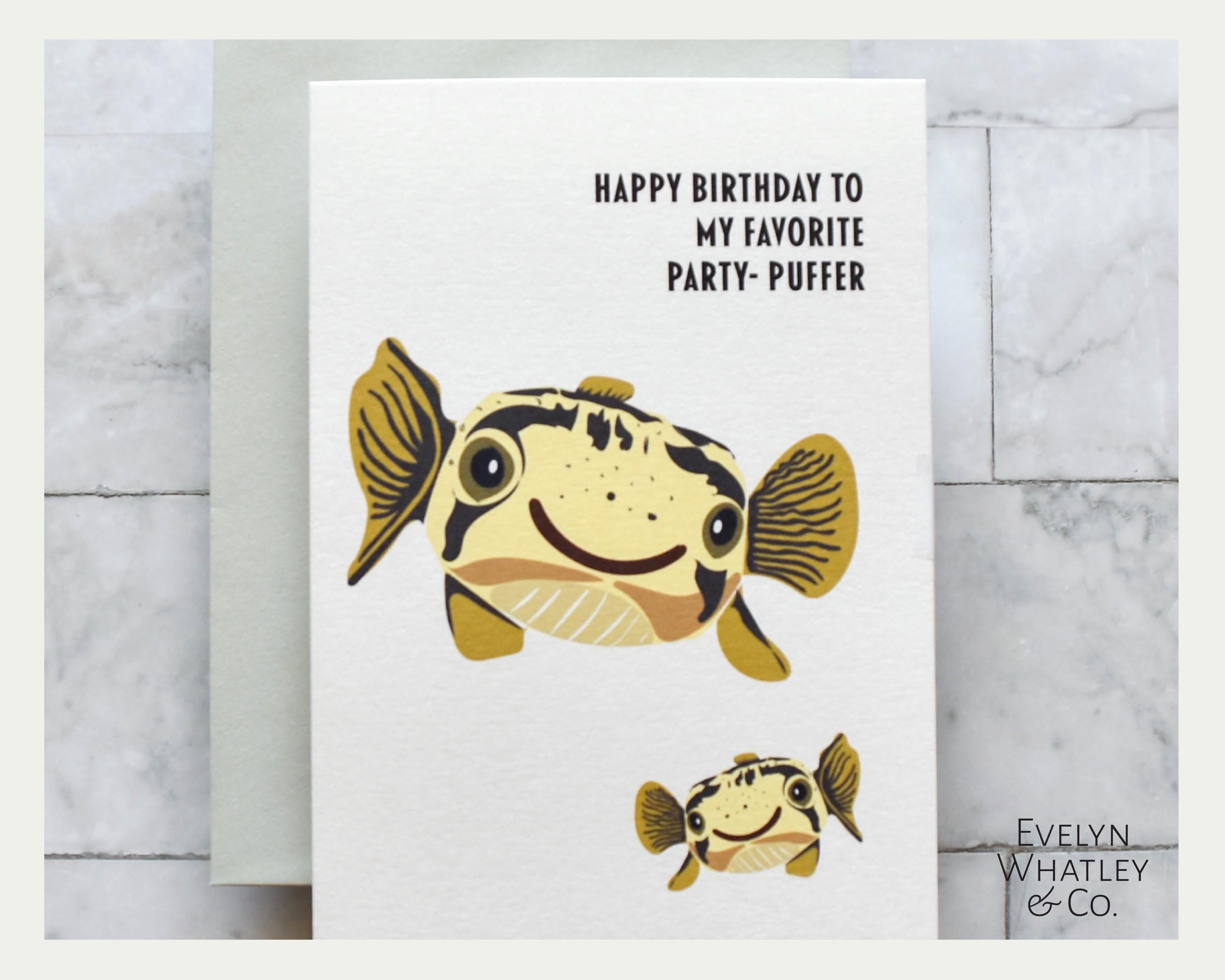 Pufferfish Birthday Card - Party Puffer - Etsy