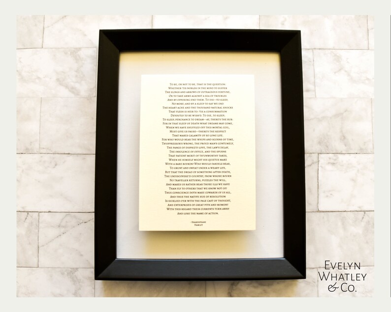 Shakespeare Print to Be or Not to Be Hamlet Soliloquy - Etsy