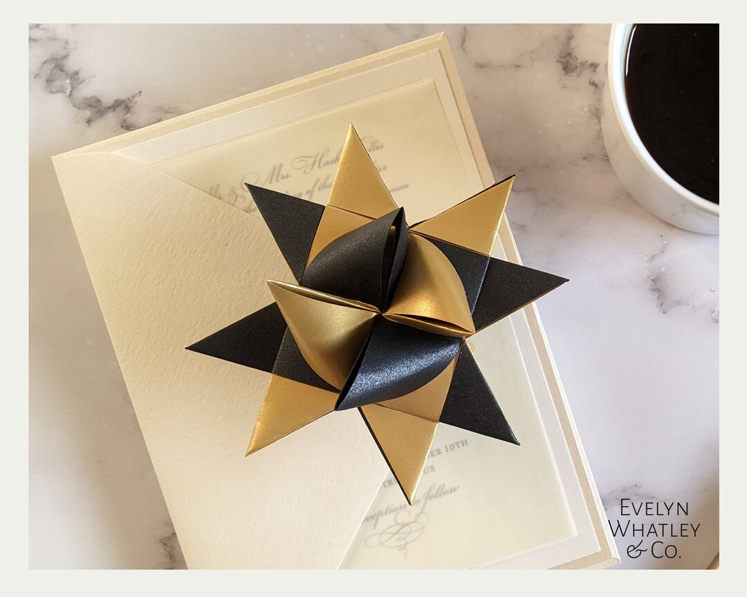 Graduation Stars Danish Star Set of 5 Black & Gold Great for Party ...