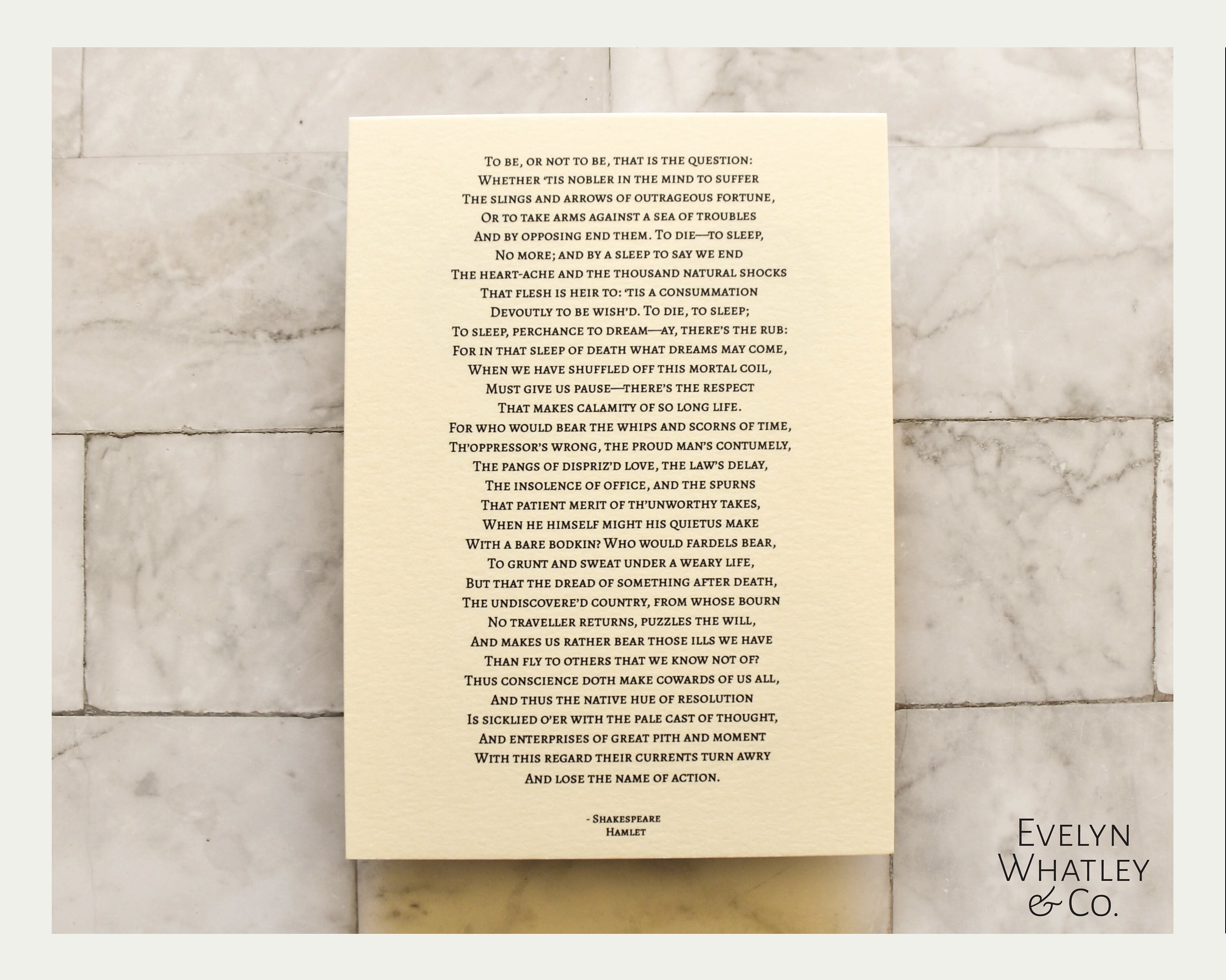 Shakespeare Print to Be or Not to Be Hamlet Soliloquy - Etsy