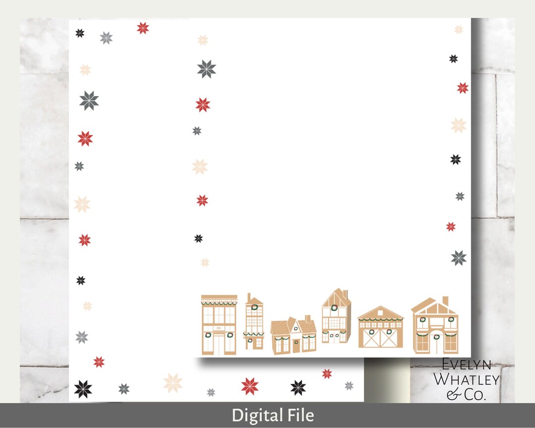 Digital Letterhead File - Christmas Gingerbread Village Letterhead ...