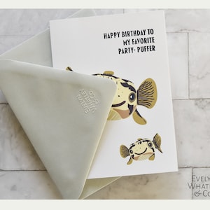 Pufferfish Birthday Card - Party Puffer - Etsy