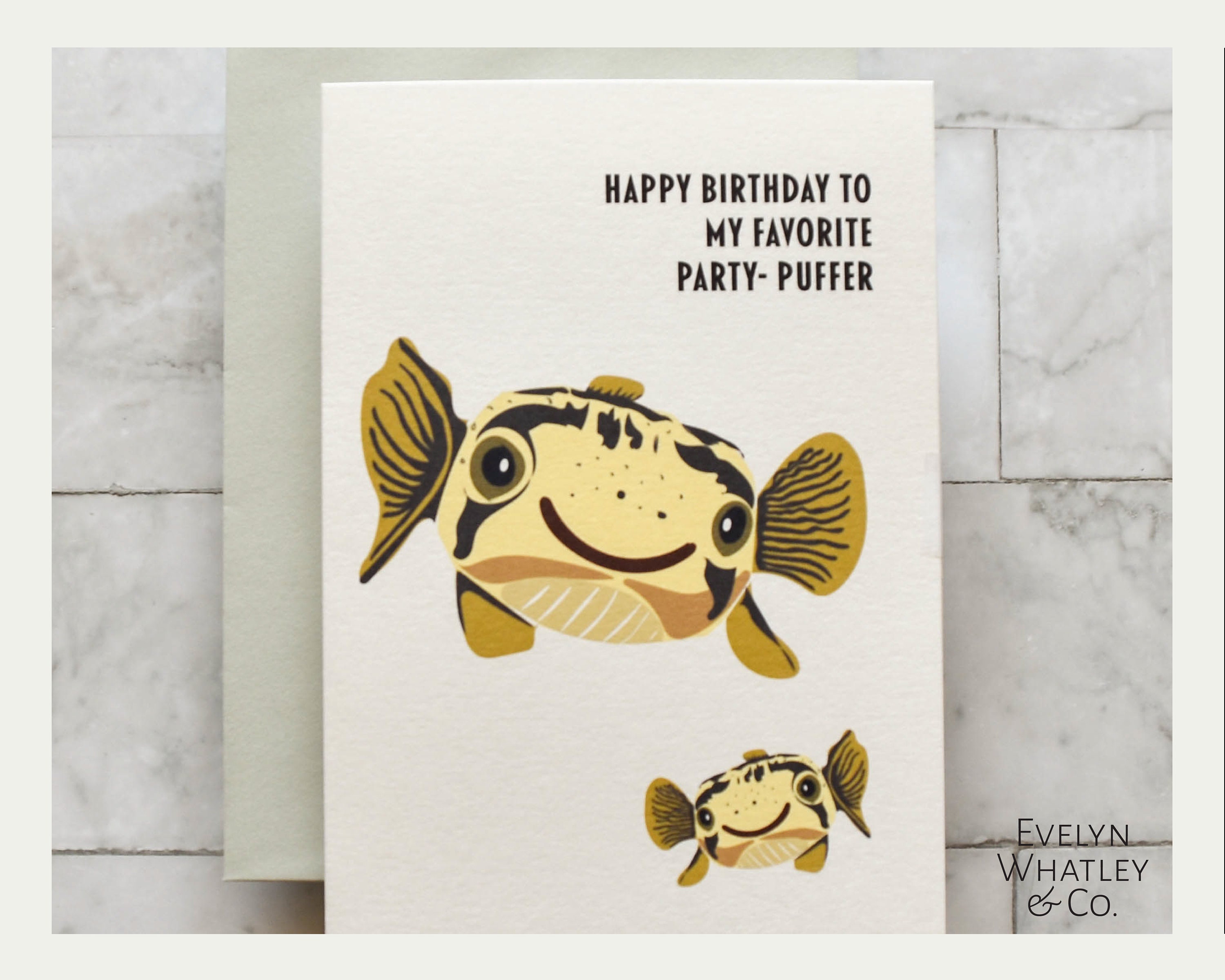 Pufferfish Birthday Card Party Puffer - Etsy