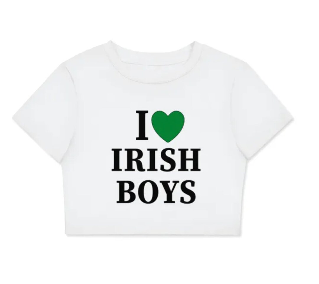 I Love/ Heart Irish Boys Graphic Printed Baby Crop Y2K Tee 2000s Top ...