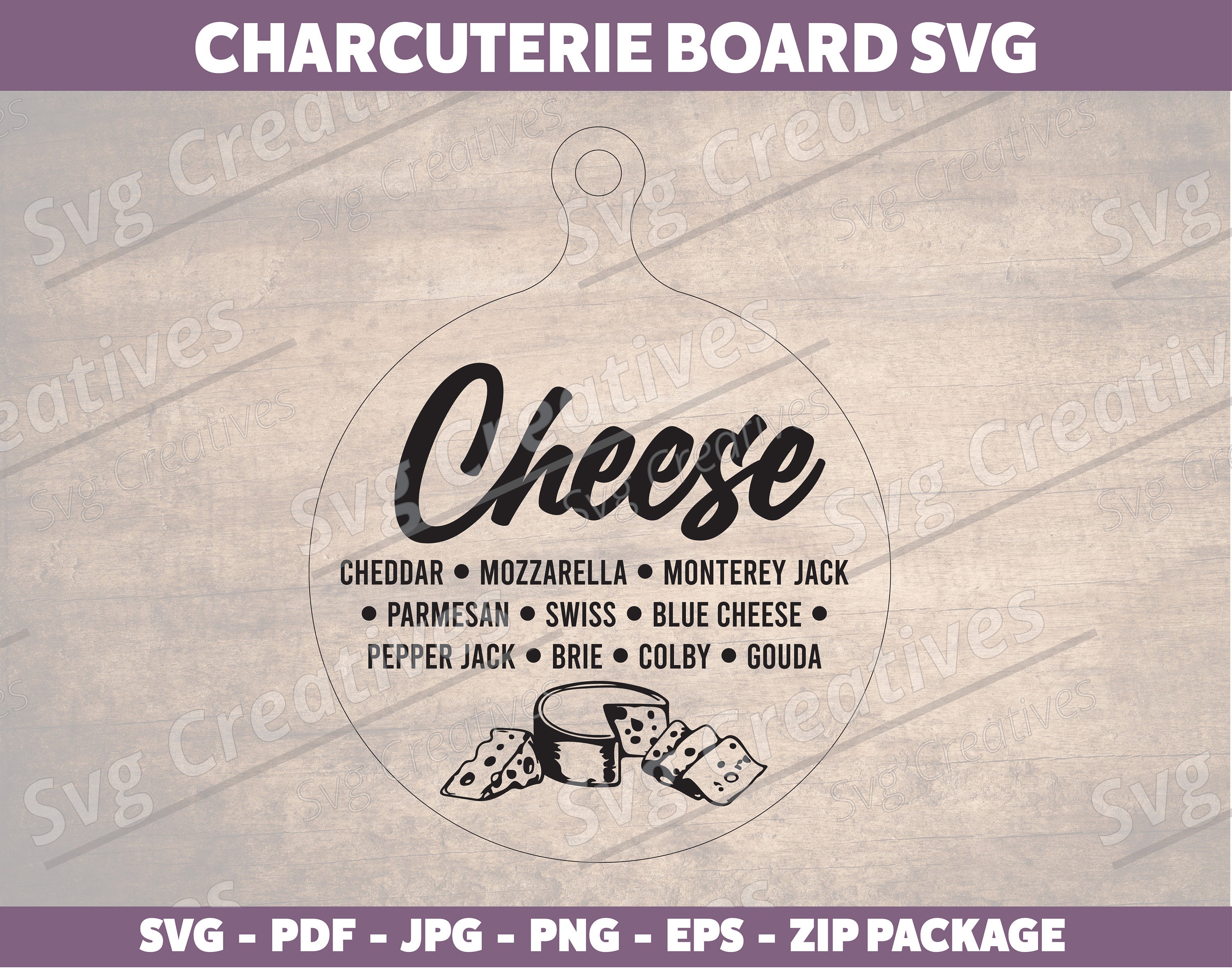 Cheese Charcuterie Board SVG PNG, Charcuterie Board Svg, Cutting Board ...