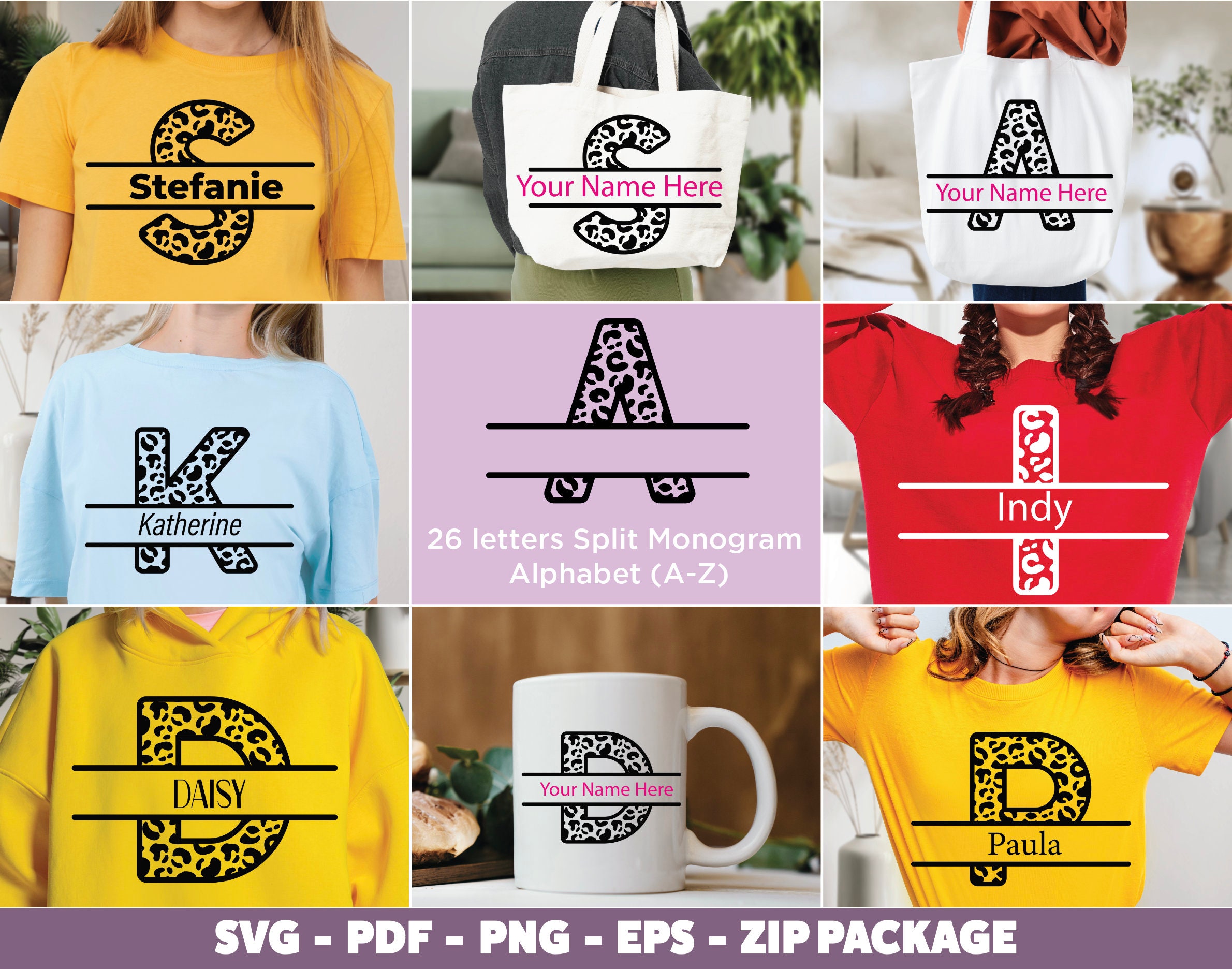 Leopard Split Monogram Alphabet Svg Png Leopard Block Letter - Etsy