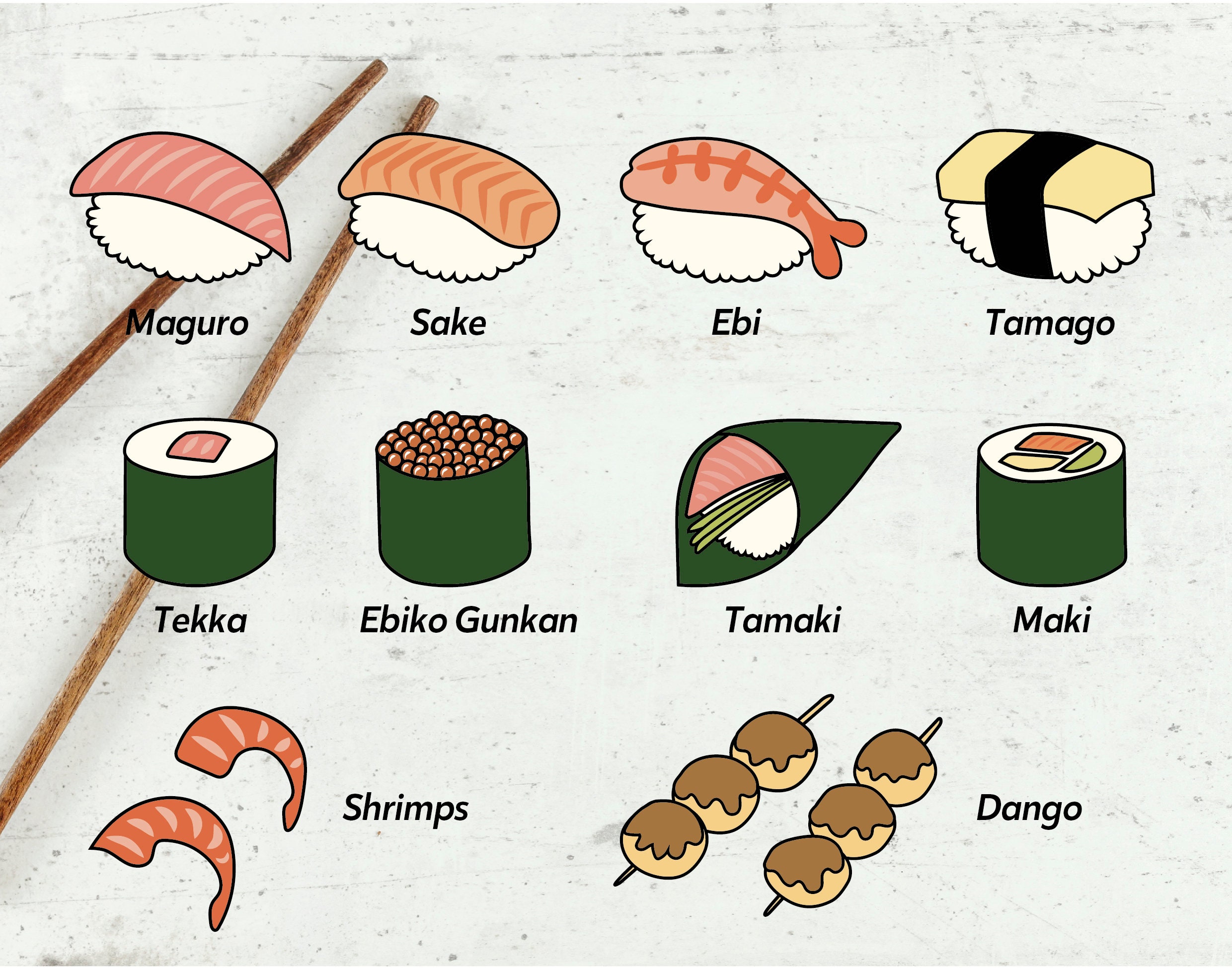 Sushi SVG PNG PDF Eps Jpg, Sushi Bundle Svg, Maki Svg, Japan Svg, Fish ...
