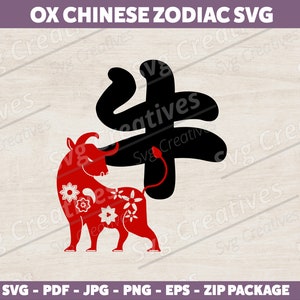 Ox Zodiac SVG PNG PDF Eps Jpg, Zodiac Animal Svg, Chinese New Year Svg ...