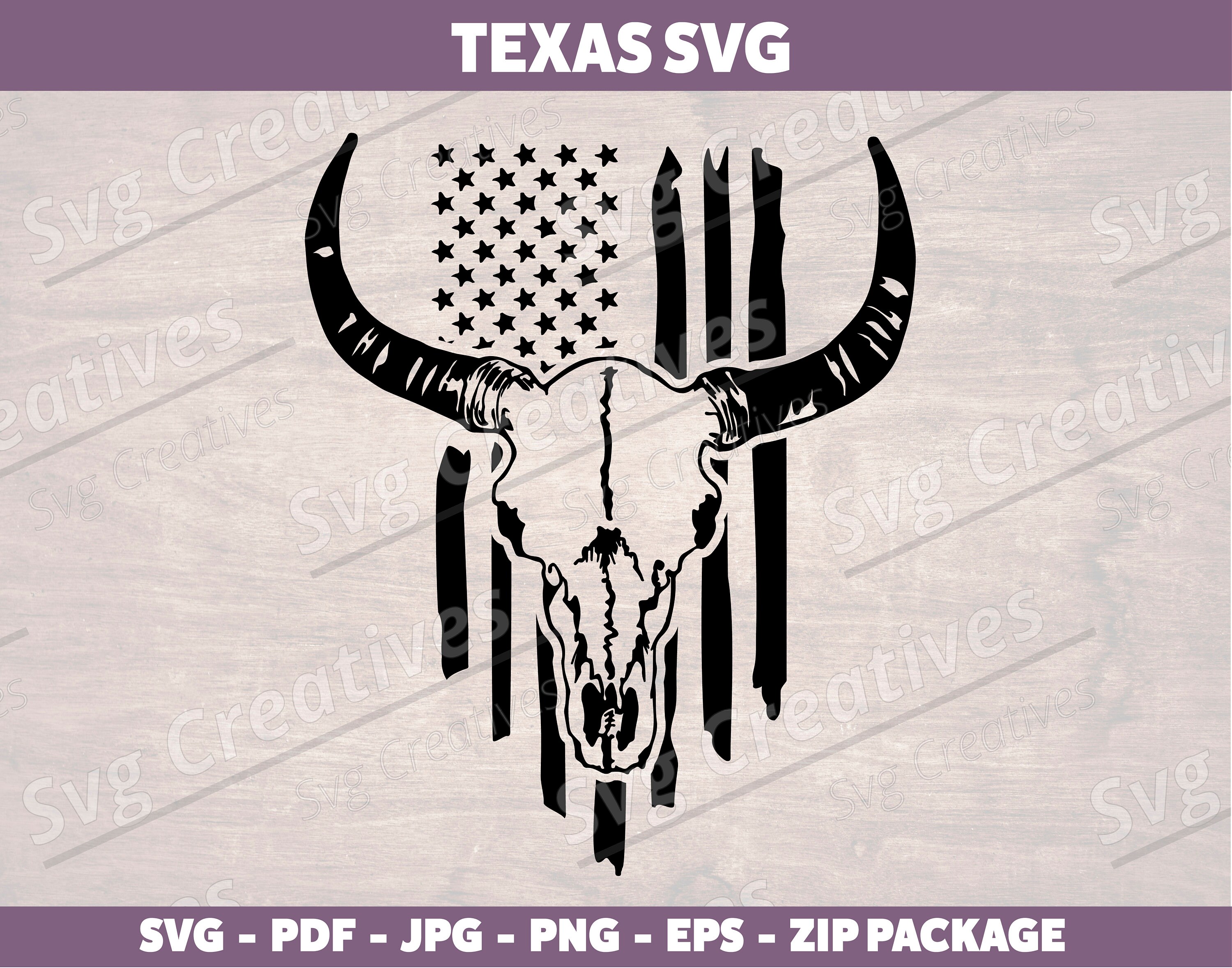 Long Horn American Flag SVG PNG PDF Eps Jpg, Texas Country Svg, United ...