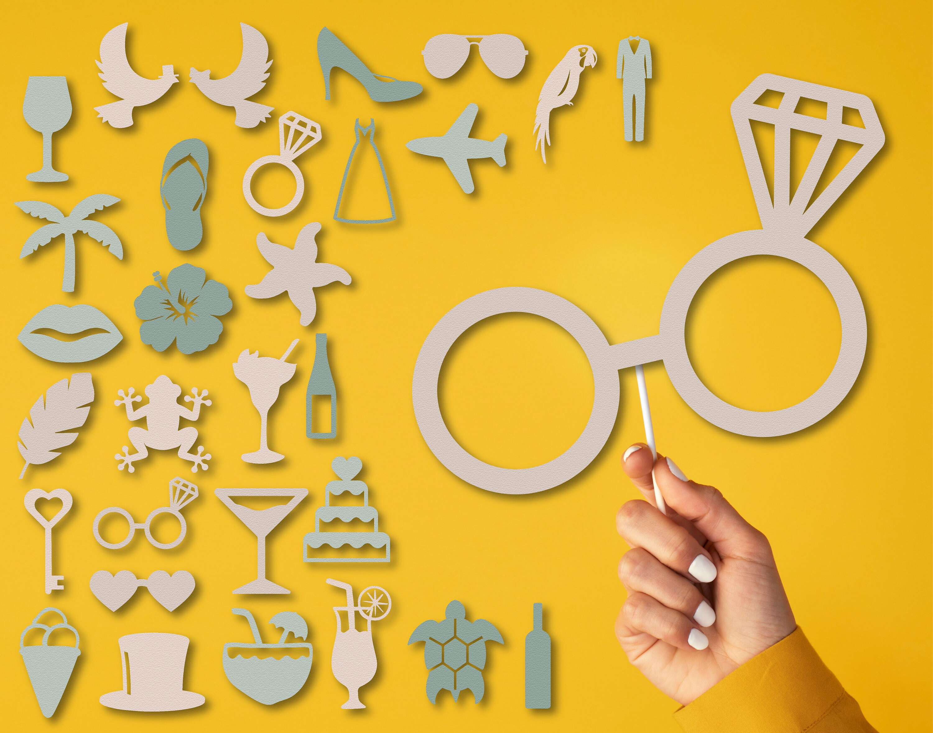 Beach Wedding Photo Booth Props SVG PNG, Wedding Signs and Decorations ...