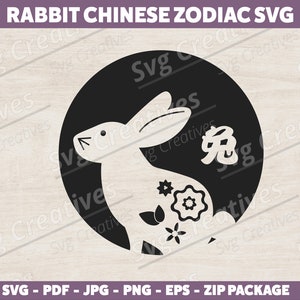 Rabbit Zodiac SVG PNG PDF Eps Jpg, Zodiac Animal Svg, Chinese New Year ...