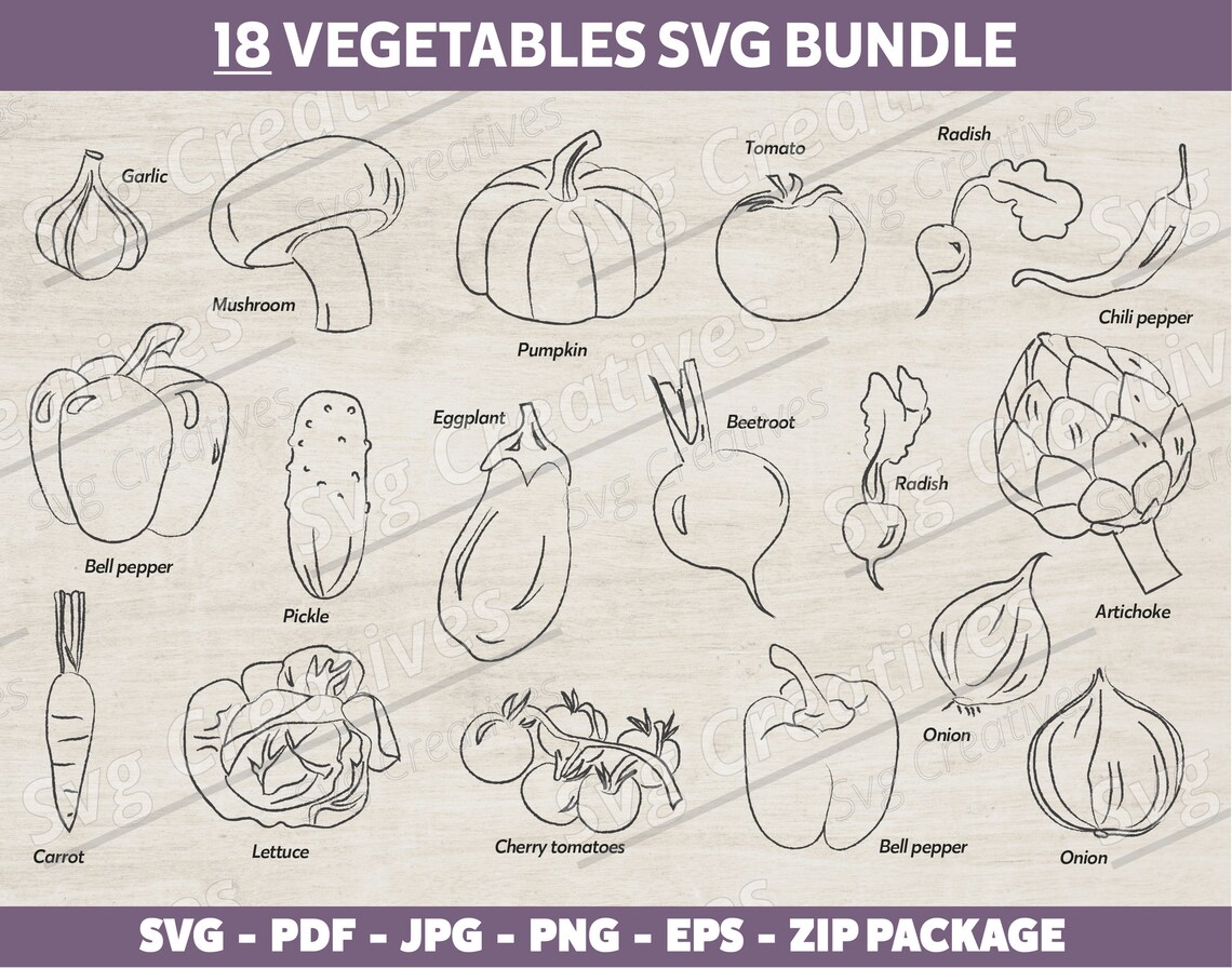 Vegetables SVG PNG PDF Eps Jpg, Veggies Svg, Fresh Svg, Farm Svg, Farm ...