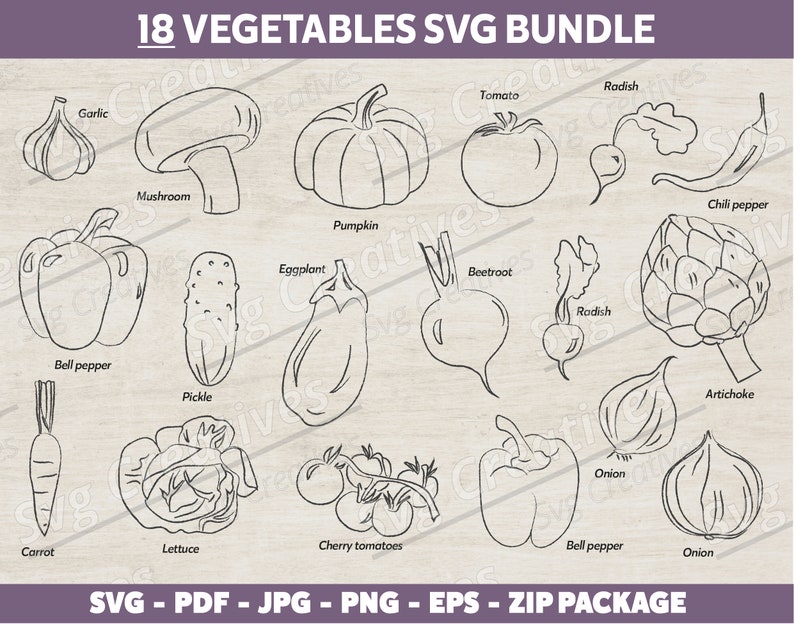 Vegetables SVG PNG PDF Eps Jpg Veggies Svg Fresh Svg Farm - Etsy