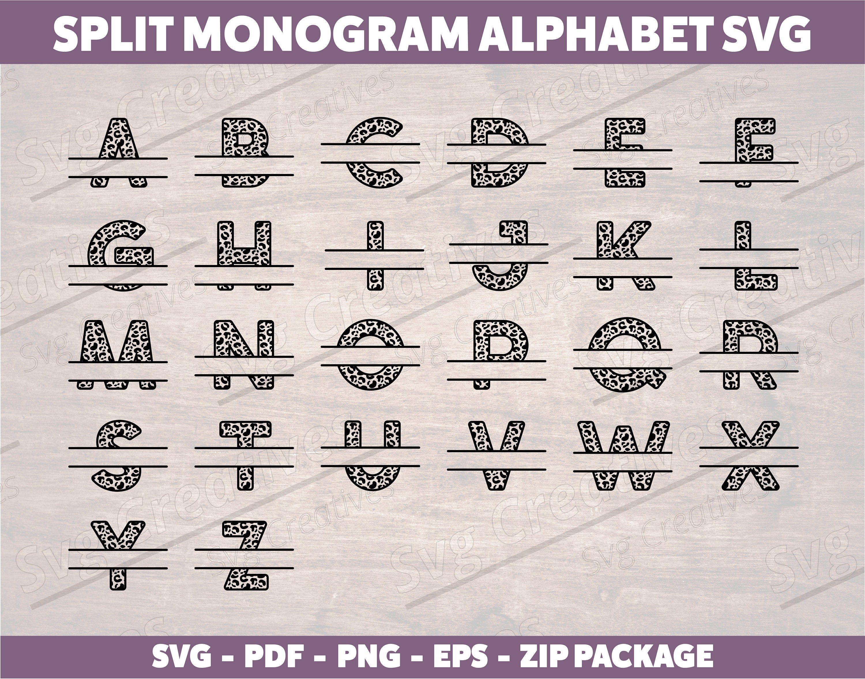 Leopard Split Monogram Alphabet Svg Png Leopard Block Letter - Etsy