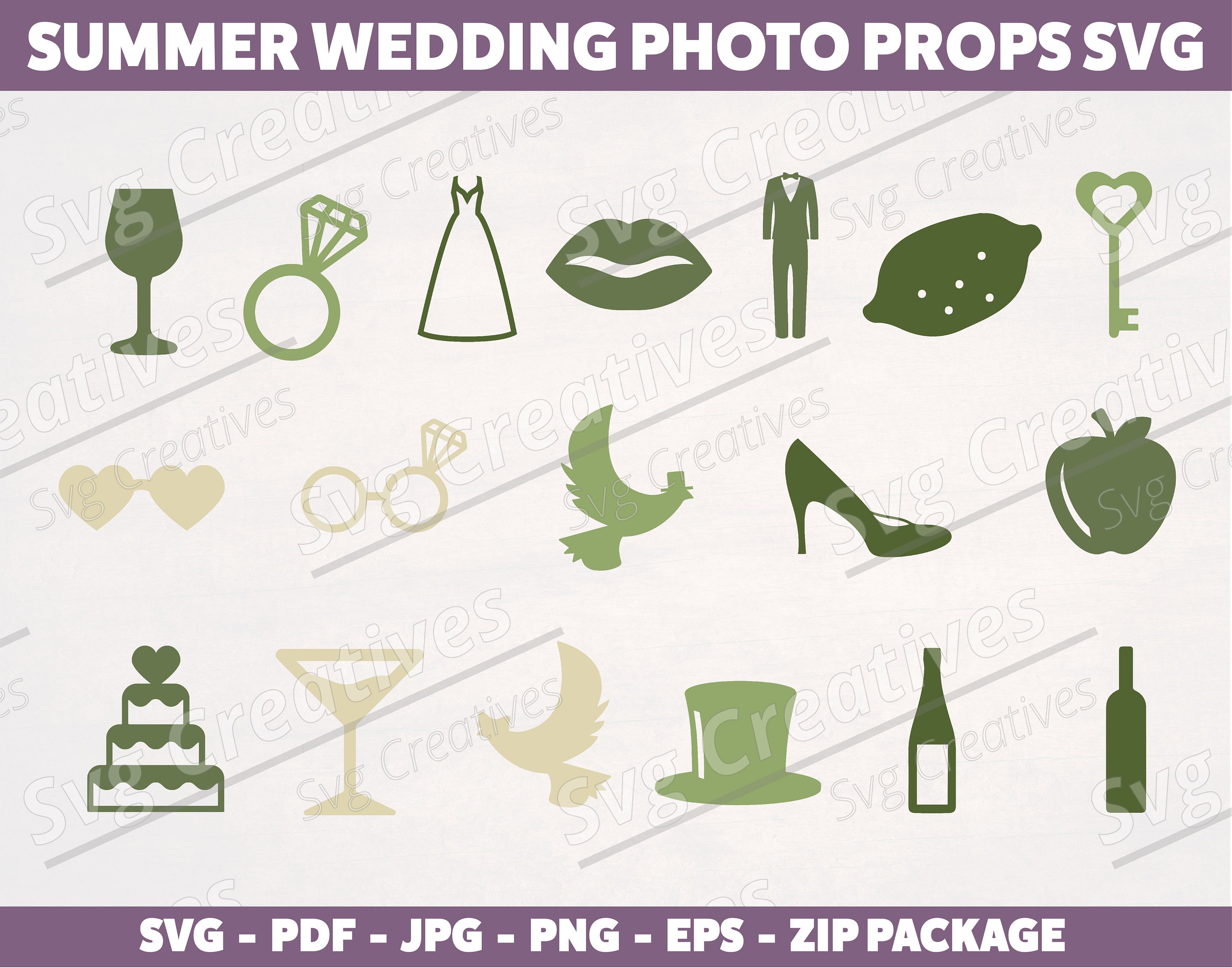 Summer Wedding Photo Booth Props SVG PNG Wedding Signs and - Etsy