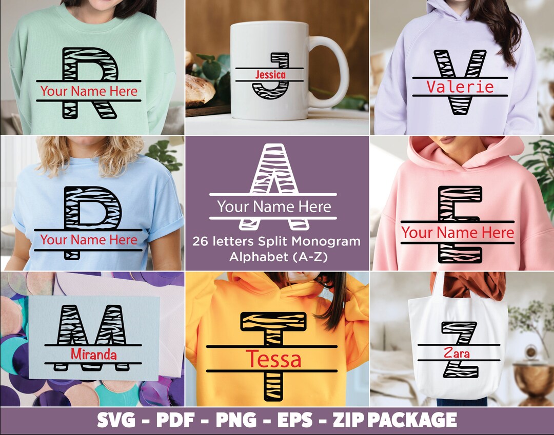Zebra Split Monogram Alphabet Svg Png Eps, Zebra Block Letter Alphabet ...
