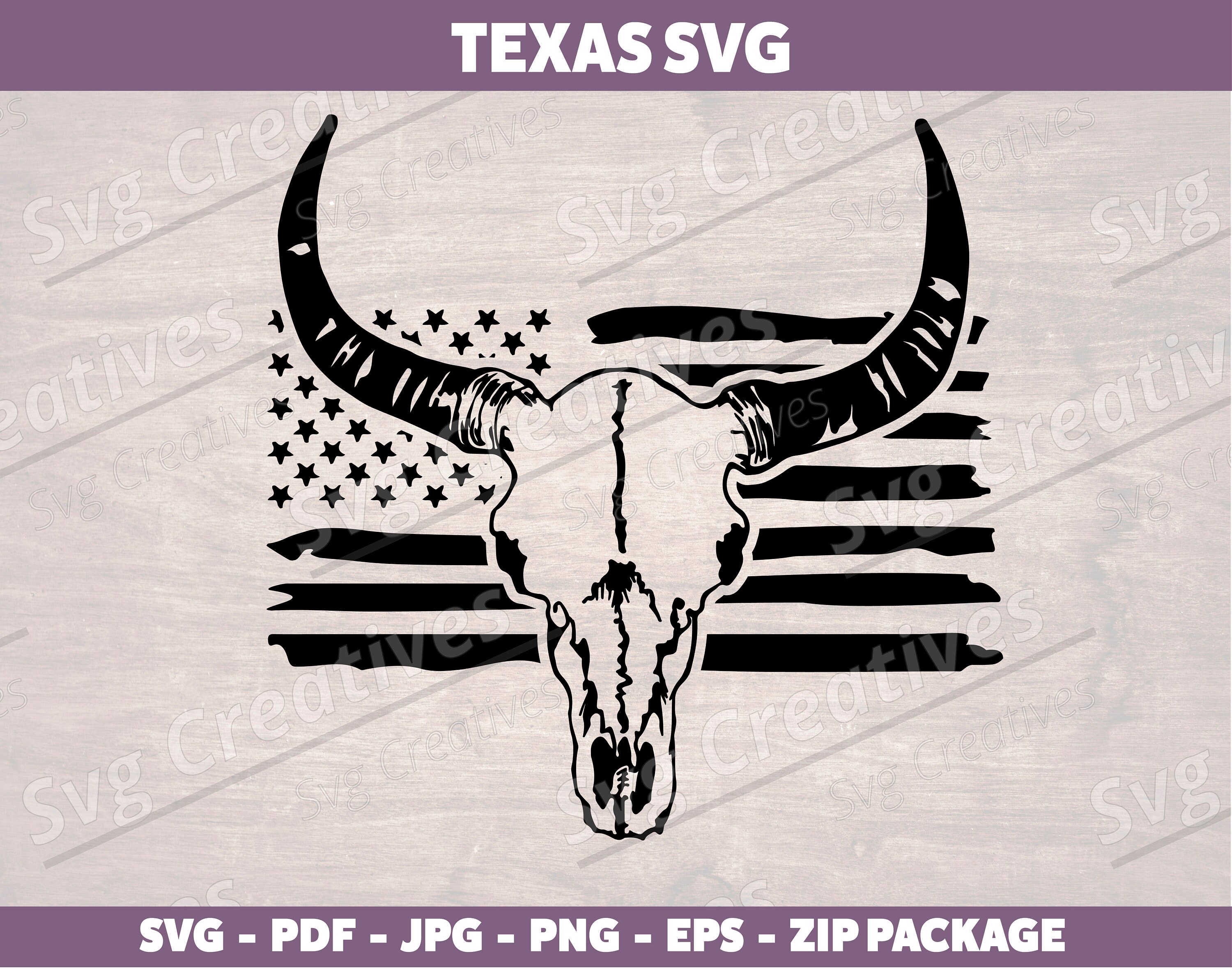 American Flag Long Horn SVG PNG PDF Eps Jpg, Texas Country Svg, United ...