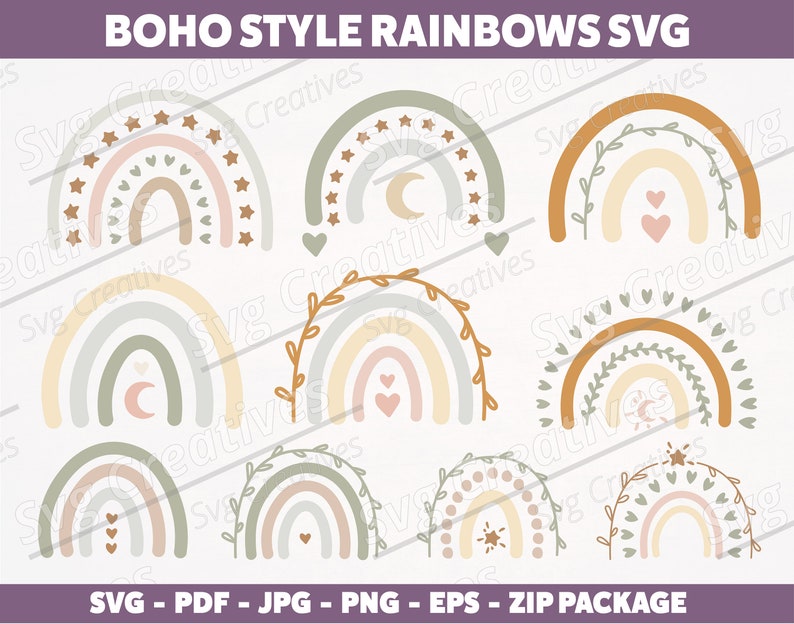 Ultimate Boho Rainbow Bundle SVG PNG PDF Boho Rainbow Svg - Etsy