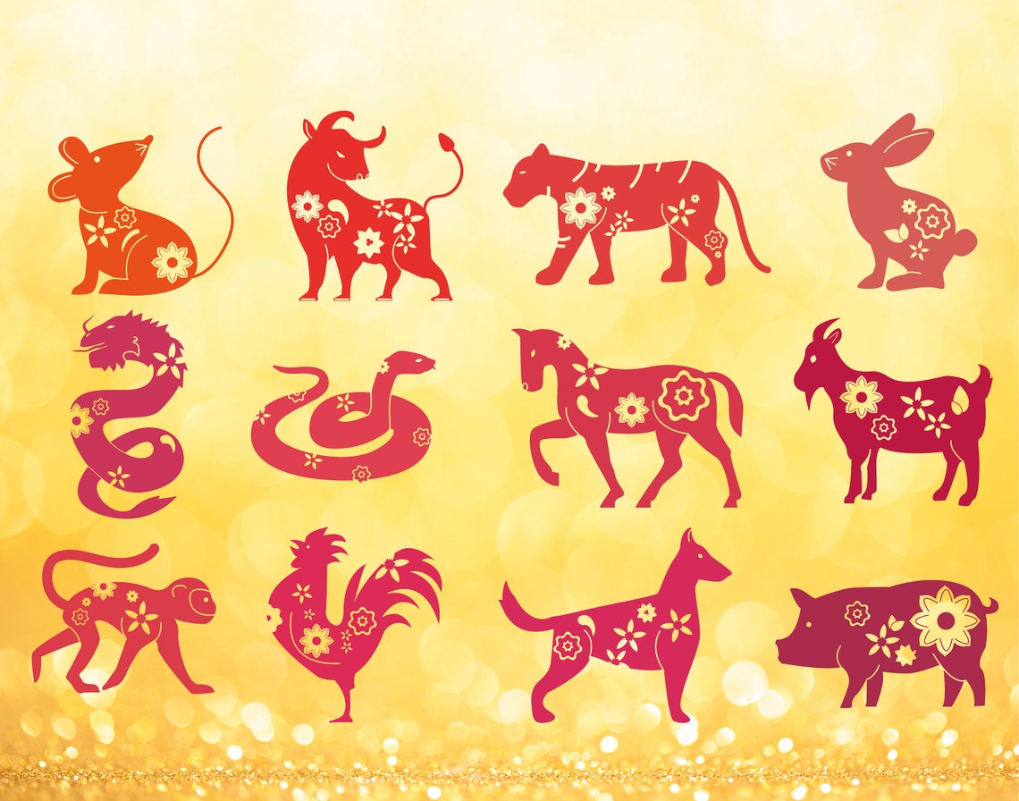 Modern Chinese Zodiac Animals Collection Svg, Lunar New Year Svg ...