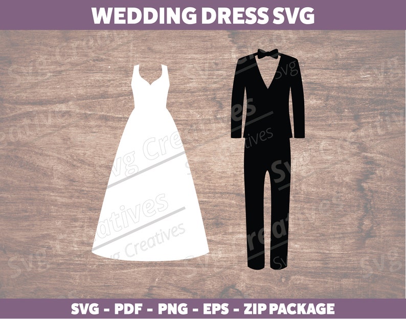 Wedding Dress & Tuxedo Svg Png, Wedding Dress Svg, Wedding Party Svg ...