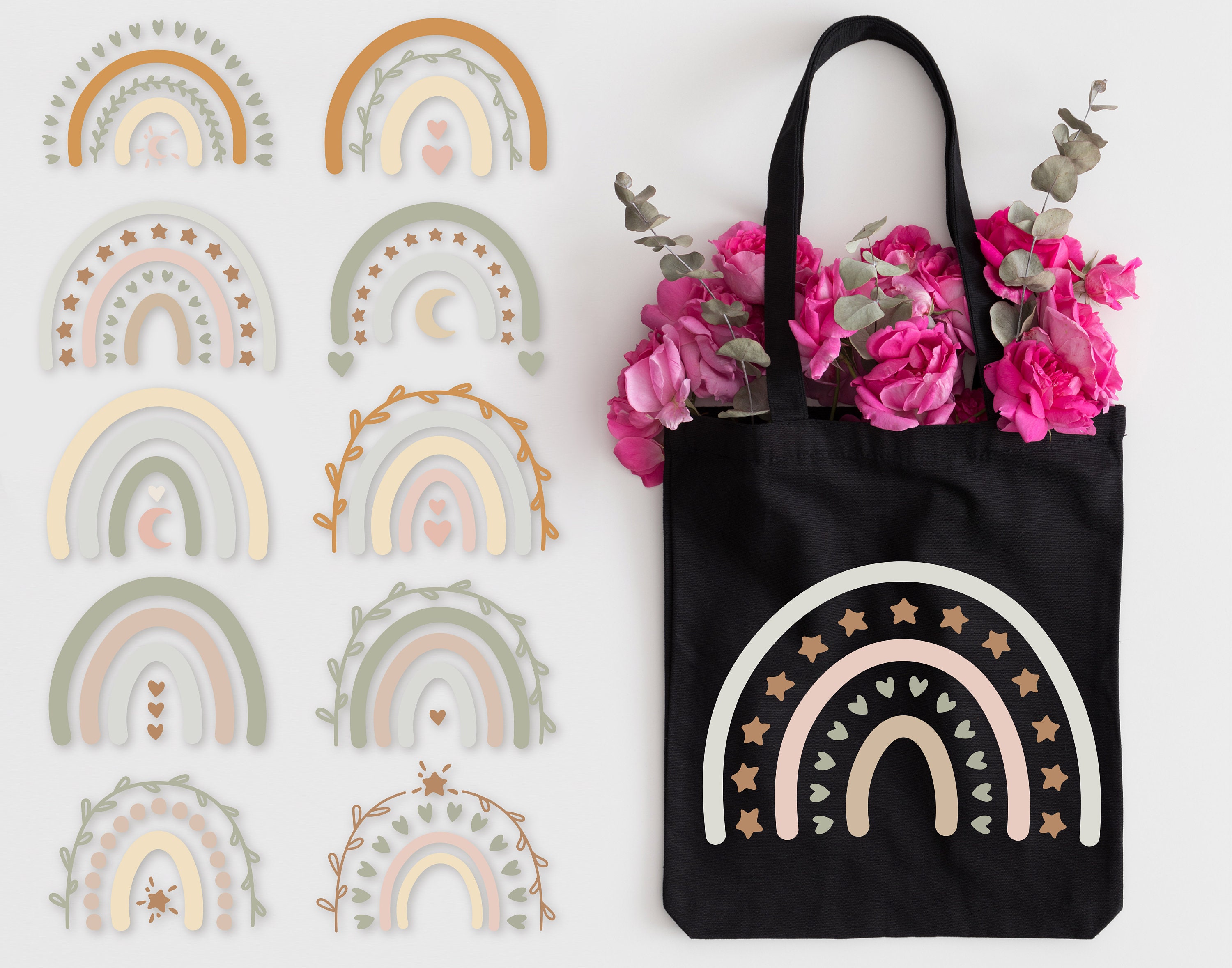 Ultimate Boho Rainbow Bundle SVG PNG PDF, Boho Rainbow Svg, Boho Baby ...