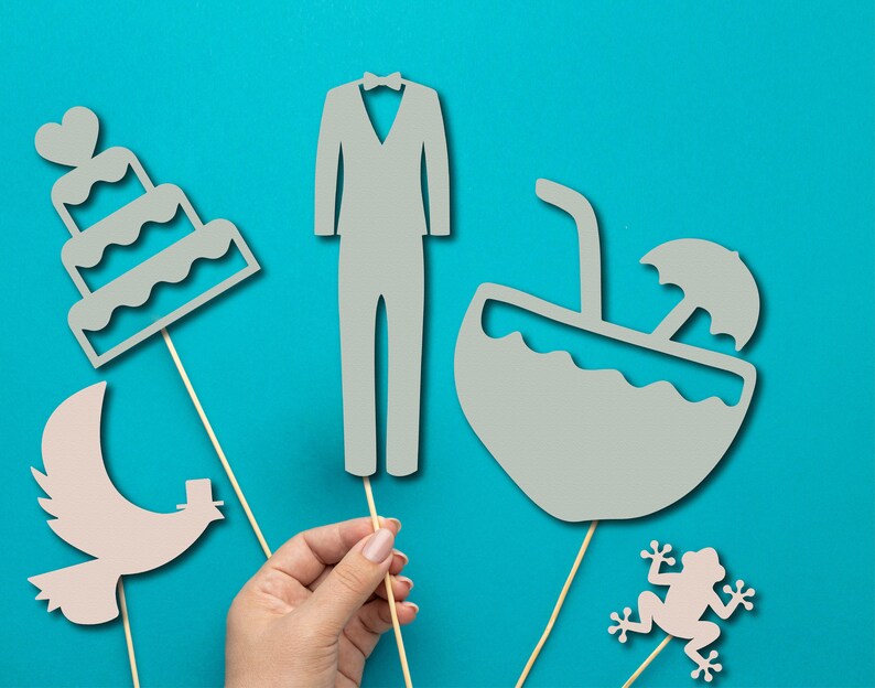 Beach Wedding Photo Booth Props SVG PNG, Wedding Signs and Decorations ...