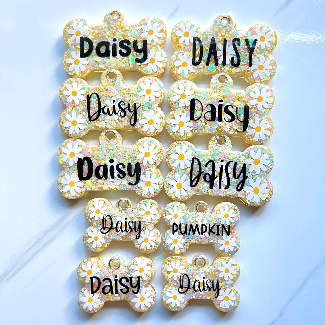 Daisy Pet Tag, Daisy, Flowers, Dog Tag - Etsy