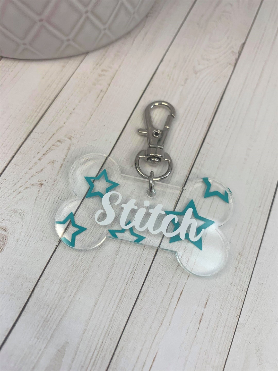 Pet ID Tag Personalized, Custom Dog Bone Name Tag, Acrylic Tag, Pet ...