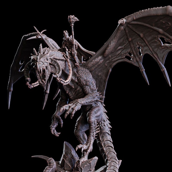 Black Dragon With Rider Miniature - Etsy