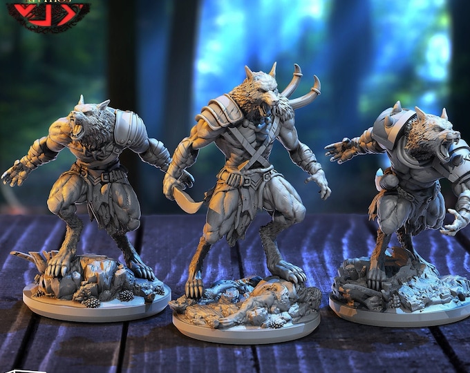 Werewolf Figures 4 Poses 28mm or 32mm Miniatures Dungeons and Dragons ...