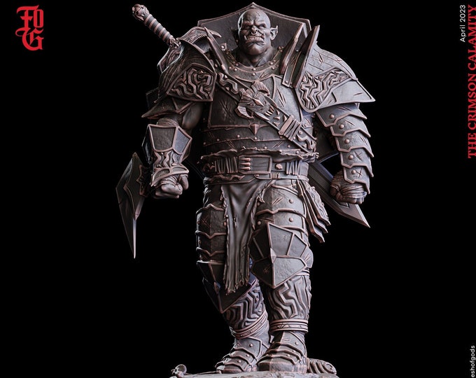 Hand Painted Half Orc Paladin, Fighter, Warrior Miniature for Dungeons ...