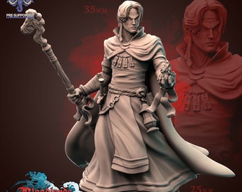 Human Scribe Wizard Sorcerer Miniature 28mm 32mm 75mm Scale 8K Resin 3D ...