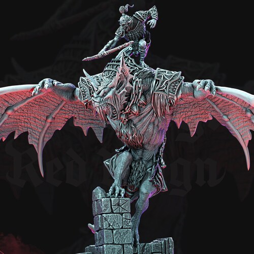 Dire Bat Vampire Monstrosity With Rider 28mm and 32mm Scale - Etsy