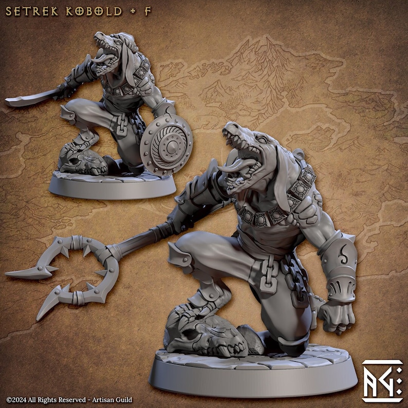 Kobold Fighter With Mancatcher, Scimitar & Shield PC NPC Dnd | 4 Sizes ...