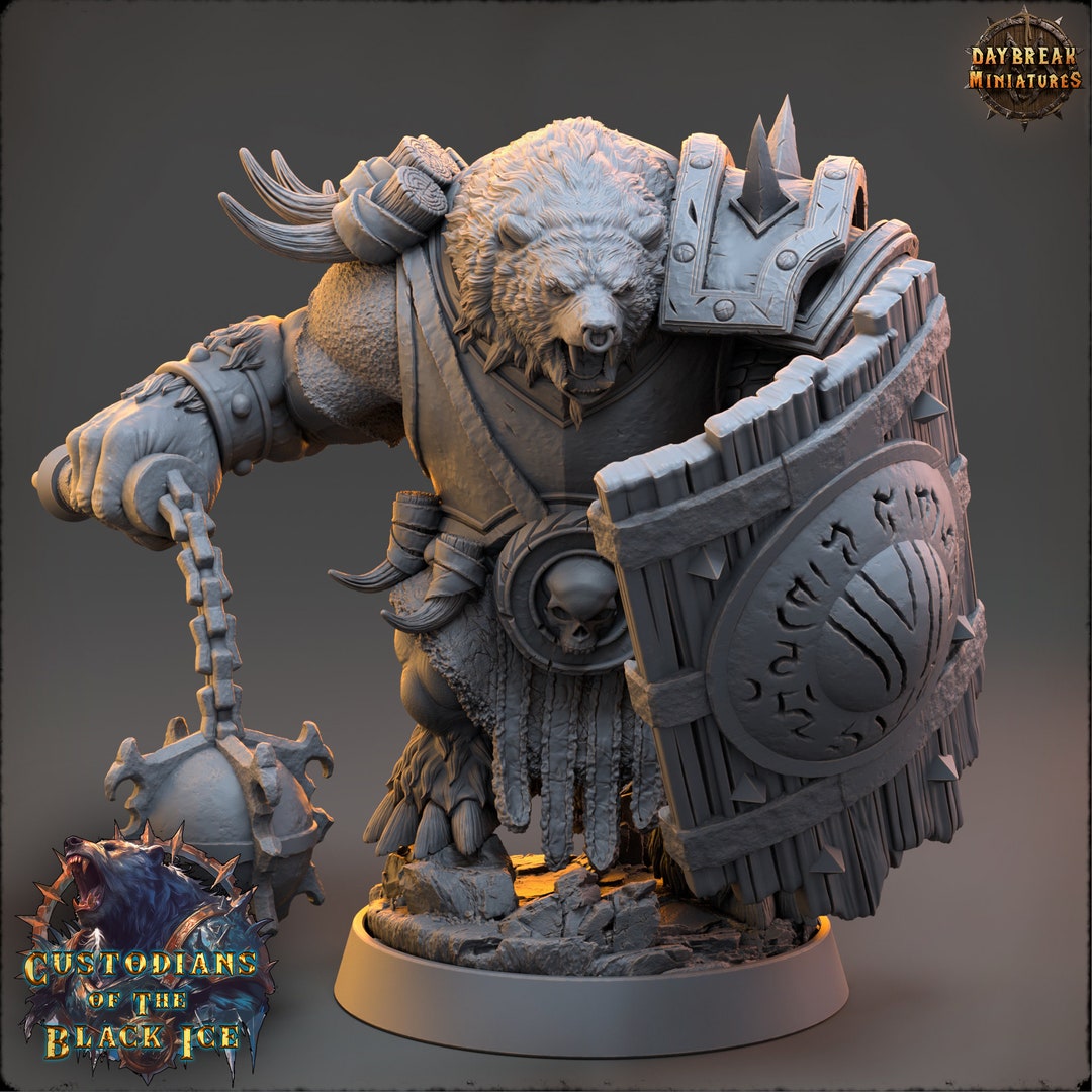 Bearfolk Fighter Werebear Humanoid Scales: 28mm, 32mm,54mm,75mm,100mm D ...