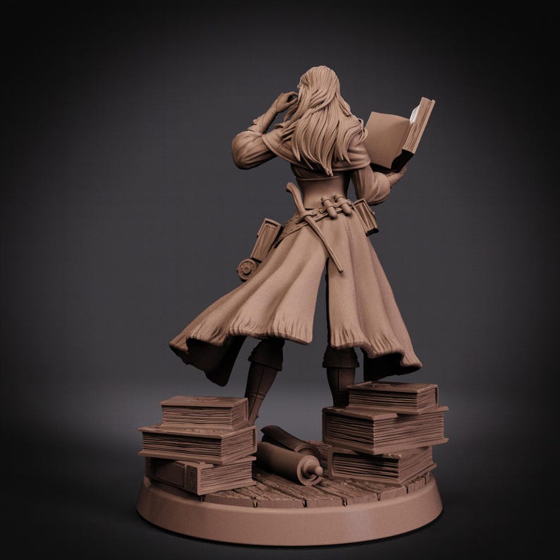 Female Wizard Miniature | Diviner Mage With Book | Resin 28mm 32mm 54mm ...
