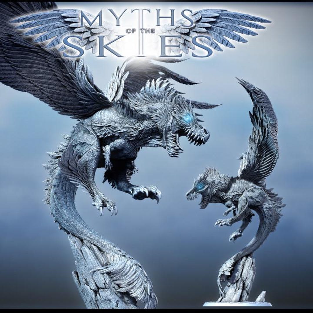 Flying T-rex Dinosaur D&D Miniature | 250mm High, 100mm Base | 28mm ...