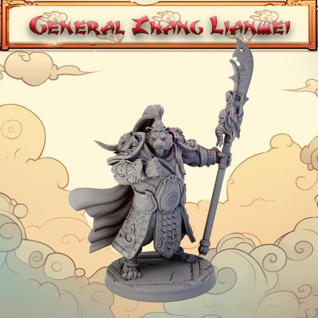 Tigerfolk Fighter Miniature | Feline Polearm Paladin | UNPAINTED Resin ...