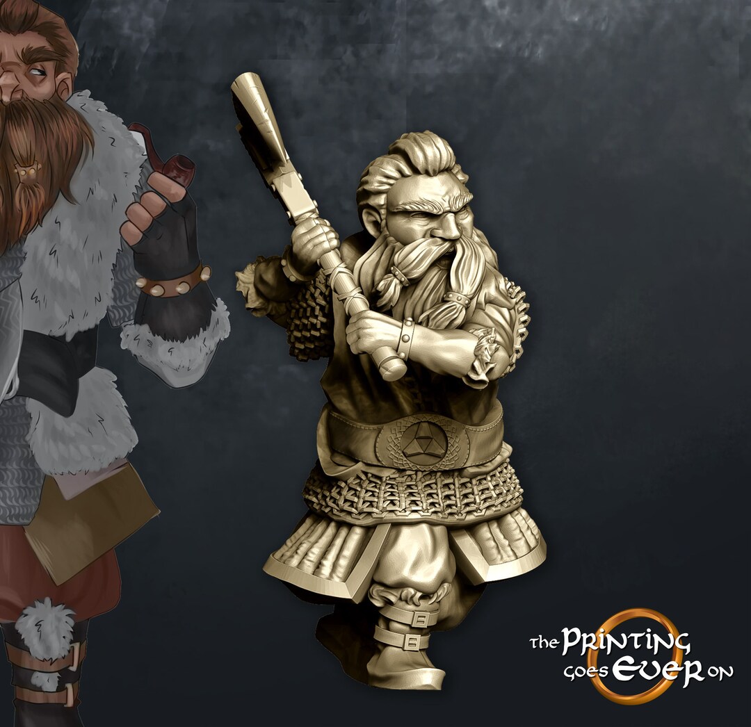 Dwarf Adventurer Miniature Dungeons and Dragons | 28mm, 32mm Scale ...