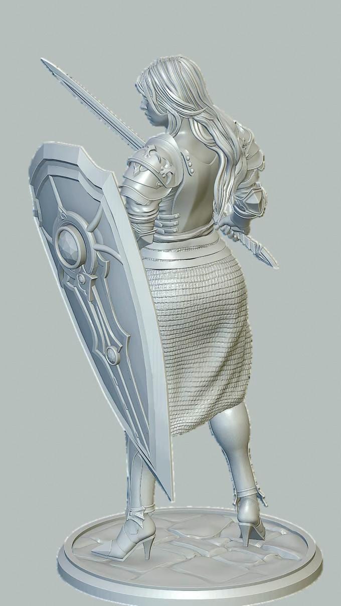 Female Paladin, Fighter Sword and Shield Plate Armor D&D 5e Mini | 5 ...