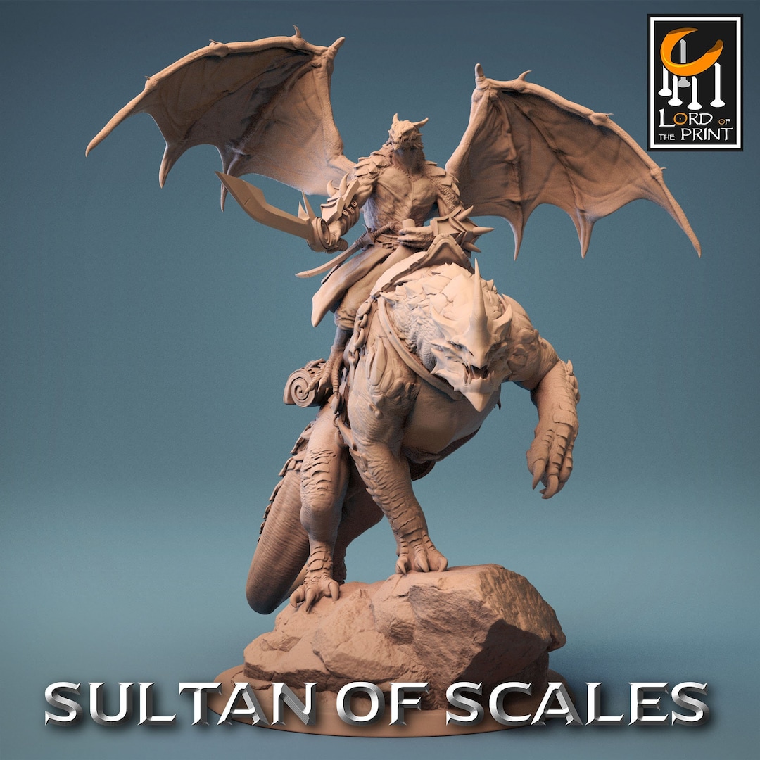 Winged Dragonborn W/ Sword Mounted on Dragonling | Dungeons and Dragons ...